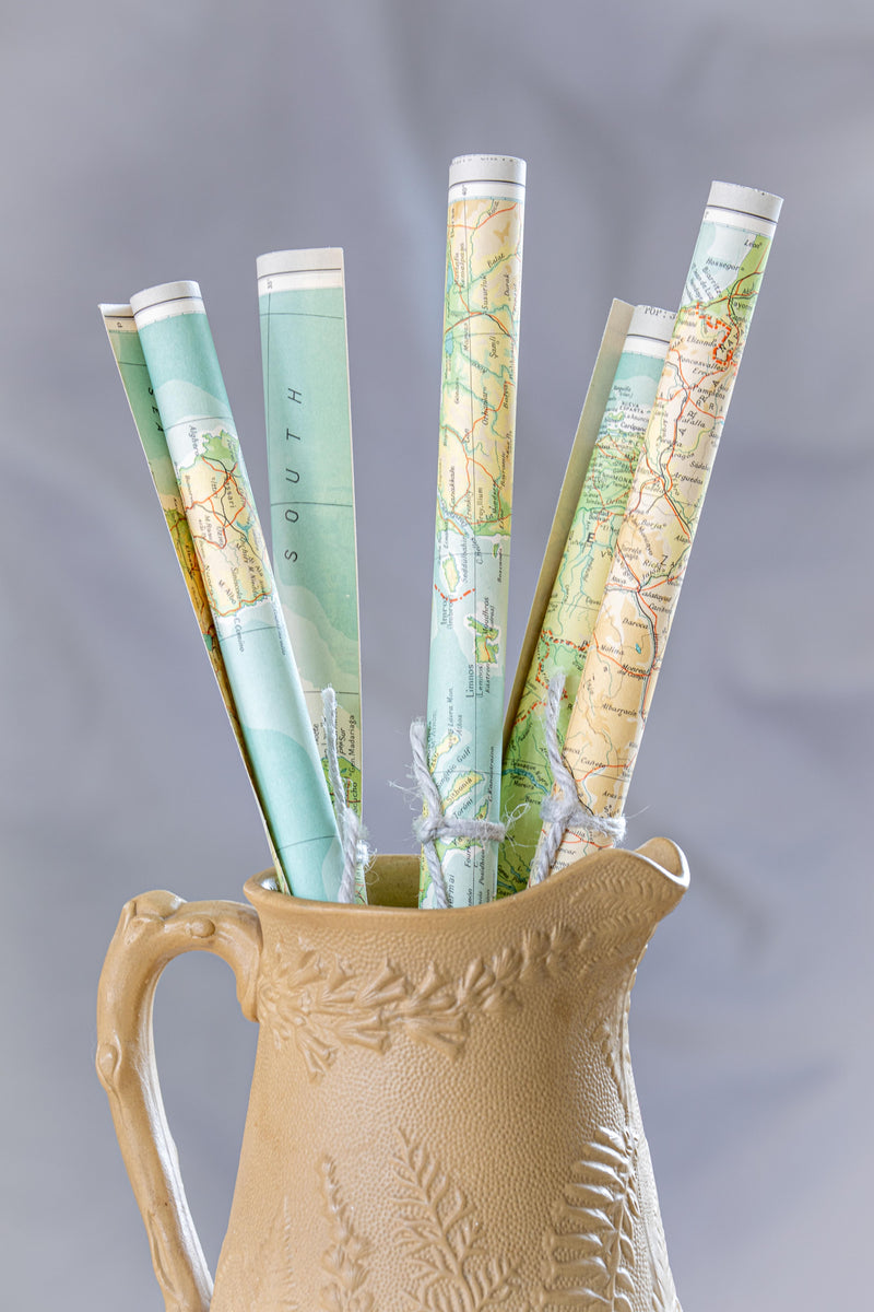 The Map That Leads To You- Rolled Up Maps – Frog Hollow vintage decor